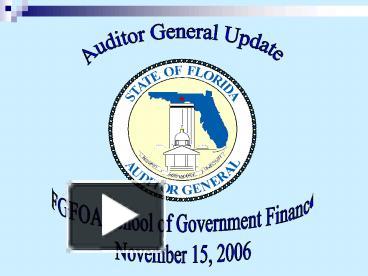 Auditor General Update presentation | free to view