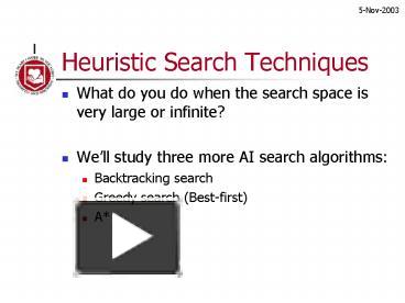 PPT – Heuristic Search Techniques PowerPoint presentation | free to ...