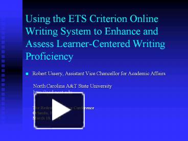 PPT – Using the ETS Criterion Online Writing System to Enhance and ...