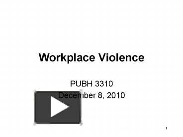Workplace Violence presentation | free to view