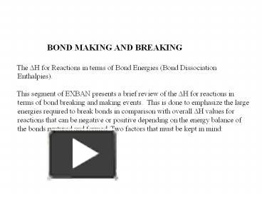 BOND MAKING AND BREAKING presentation | free to download