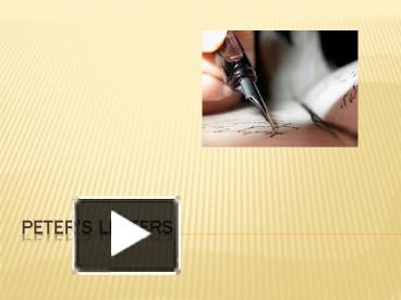 PPT – Peter PowerPoint presentation | free to view - id: 55f8f0-MDFkM