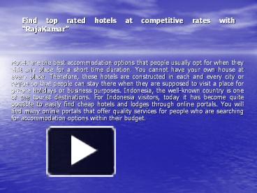 PPT – Find top rated hotels at competitive rates with “RajaKamar ...
