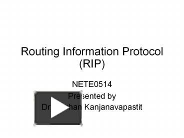 Routing Information Protocol (RIP) presentation | free to view