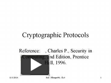 PPT – Cryptographic Protocols PowerPoint presentation | free to view ...