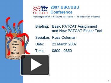 Briefing:Basic PATCAT Assignment and New PATCAT Finder Tool ...