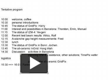 Tentative program presentation | free to download