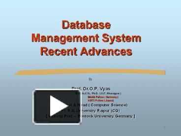 PPT – Database Management System Recent Advances PowerPoint ...