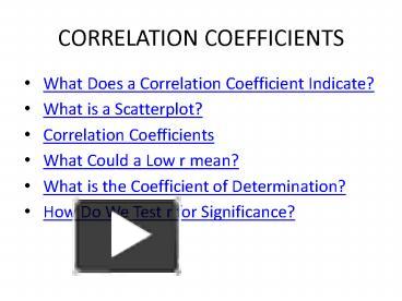 CORRELATION COEFFICIENTS presentation | free to view