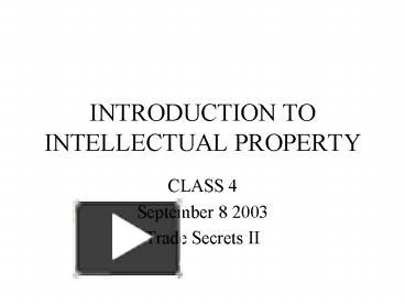 INTRODUCTION TO INTELLECTUAL PROPERTY presentation | free to view