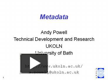 Metadata presentation | free to download