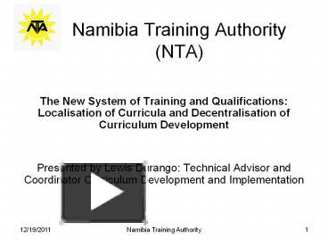 PPT – Namibia Training Authority (NTA) PowerPoint presentation | free ...