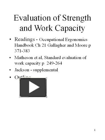Evaluation of Strength and Work Capacity presentation | free to download