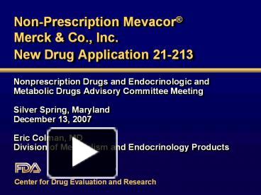 PPT – Non-Prescription Mevacor PowerPoint presentation | free to view ...