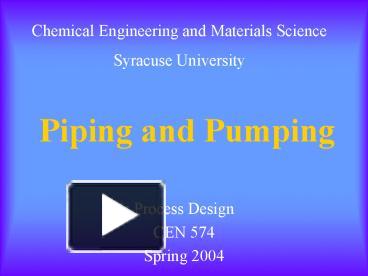 Piping and Pumping presentation | free to view