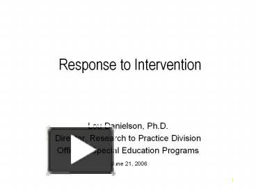 Response to Intervention presentation | free to download