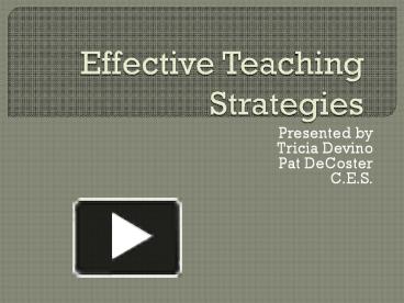 Effective Teaching Strategies presentation | free to download