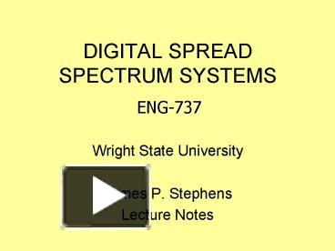 PPT – DIGITAL SPREAD SPECTRUM SYSTEMS PowerPoint presentation | free to ...