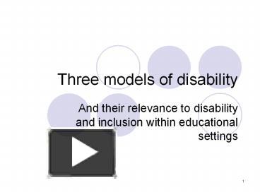 Three models of disability presentation | free to view