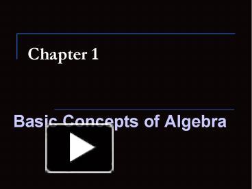 PPT – Basic Concepts of Algebra PowerPoint presentation | free to ...