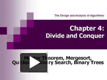 Chapter 4: Divide and Conquer presentation | free to download