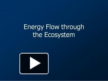 PPT – Energy Flow through the Ecosystem PowerPoint presentation | free ...