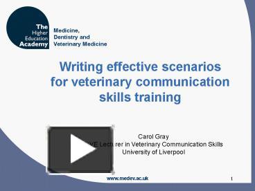 Writing effective scenarios for veterinary communication skills ...