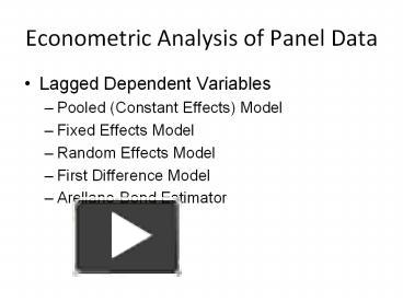 Econometric Analysis of Panel Data presentation | free to download
