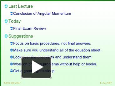 PPT – Last Lecture PowerPoint presentation | free to download - id ...