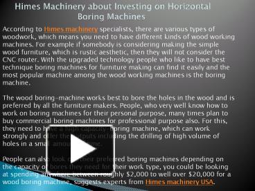 PPT – Himes Machinery about Investing on Horizontal Boring Machines ...
