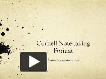 PPT – Cornell Note-taking Format PowerPoint presentation | free to ...