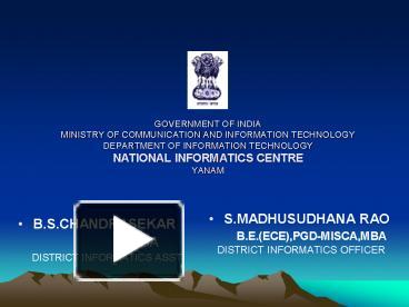 PPT – GOVERNMENT OF INDIA MINISTRY OF COMMUNICATION AND INFORMATION ...