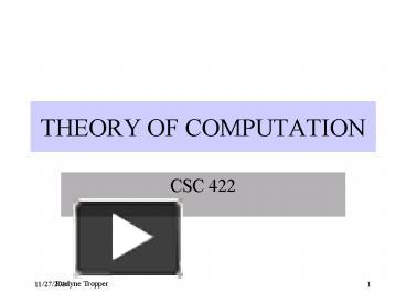 PPT – THEORY OF COMPUTATION PowerPoint presentation | free to view - id ...