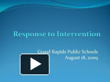 Response to Intervention presentation | free to view