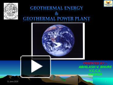 GEOTHERMAL POWER PLANT presentation | free to download
