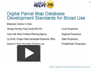 Digital Parcel Map Database Development Standards for Broad Use ...