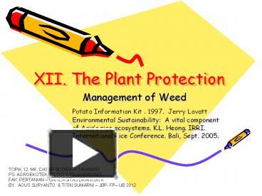 XII. The Plant Protection presentation | free to view