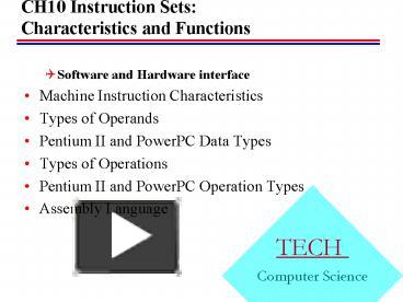 PPT – CH10 Instruction Sets: Characteristics and Functions PowerPoint ...