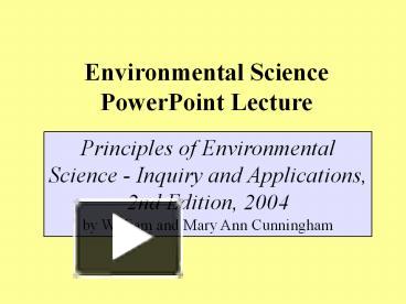 PPT – Environmental Science PowerPoint Lecture PowerPoint presentation ...
