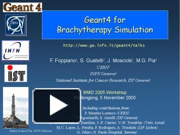 PPT – Geant4 for Brachytherapy Simulation PowerPoint presentation ...