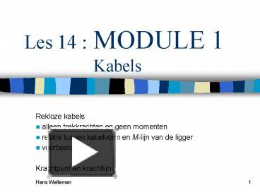 Les 14 : MODULE 1 Kabels presentation | free to view