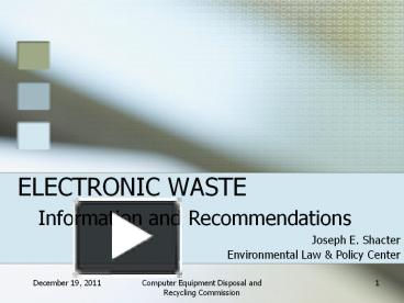 ELECTRONIC WASTE presentation | free to view