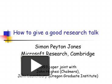 How to give a good research talk presentation | free to download