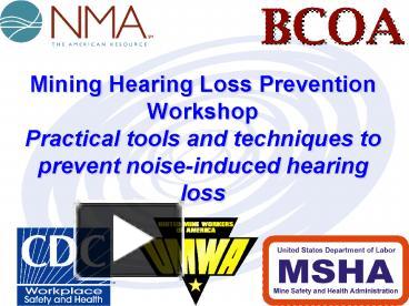 Mining Hearing Loss Prevention Workshop Practical tools and techniques ...