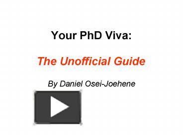 Your PhD Viva: presentation | free to view