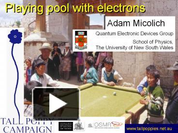 Playing pool with electrons presentation | free to view