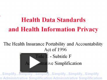 PPT – Health Data Standards PowerPoint presentation | free to download ...