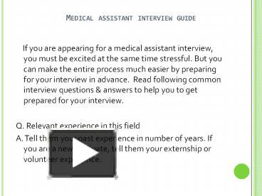 PPT – Medical Assistant Interview Guide PowerPoint presentation | free ...