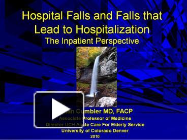 PPT – Hospital Falls and Falls that Lead to Hospitalization The ...