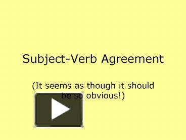 Subject-Verb Agreement presentation | free to download